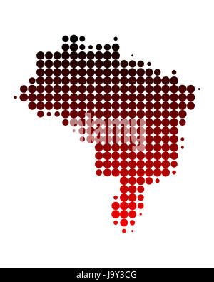 Brazil in red on model of planet Earth with clouds and atmosphere in ...