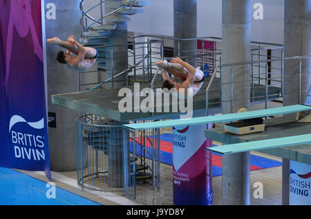 Jack and Ross Haslam competing in the mens 3m Syncro during the British ...