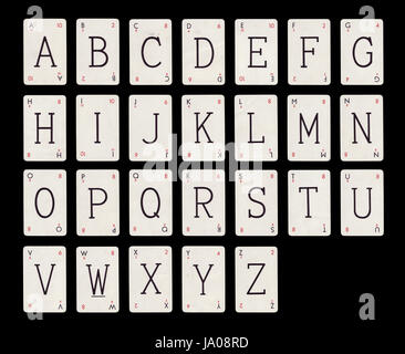 Alphabet playing cards, isolated on a white background Stock Photo - Alamy