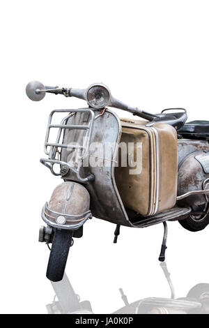 Old rusty scooter isolated on white background Stock Photo - Alamy