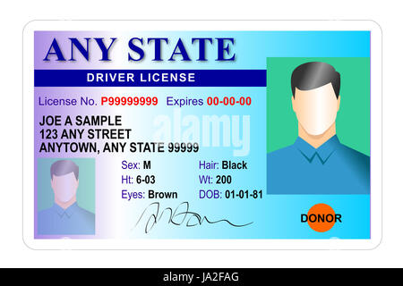 Illustration of a generic state driver license of a female driver ...