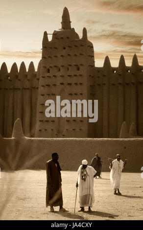 Mali, Djenne - January 25, 1992: impressive mosques built entirely of ...