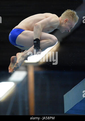 Lucas Thomson competing in the mens 10m platform final during the ...