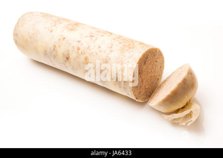 Traditional Scottish white pudding breakfast sausage made with pork and ...