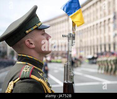 Honor guard of Ukrainian soldiers at attention for the arrival of U.S ...