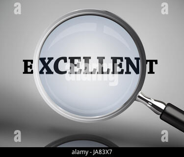 Magnifying glass showing excellent word Stock Photo - Alamy