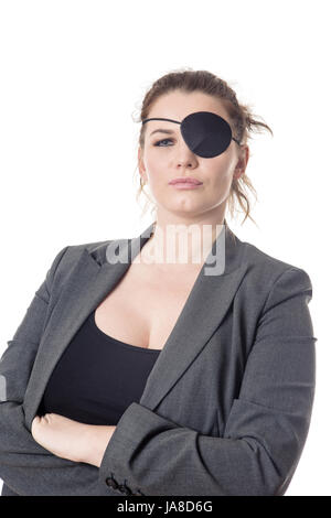 business woman wear a eye patch over one eye Stock Photo - Alamy