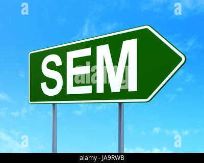 Marketing concept: SEM on road sign background Stock Photo - Alamy