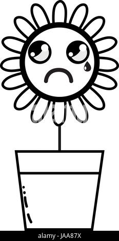 line kawaii cute crying flower Stock Vector Image & Art - Alamy