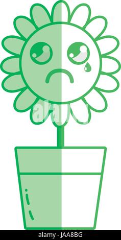 silhouette kawaii cute crying plant flower with leaves Stock Vector ...