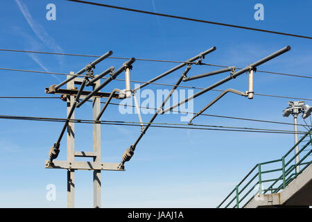 Electrified Railway Overhead Line Equipment at Level Crossing East ...