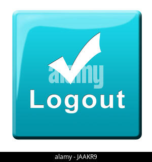 Logout icon isolated on 3d blue round button abstract illustration ...