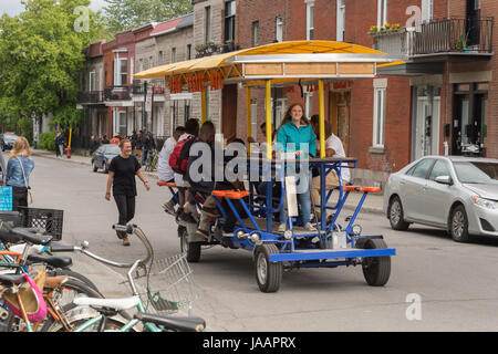 Montreal, Canada - 03 June 2017: People on "Velo Festif" party bike ...