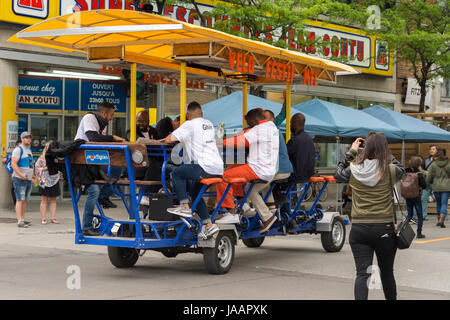 Montreal, Canada - 03 June 2017: People on "Velo Festif" party bike ...