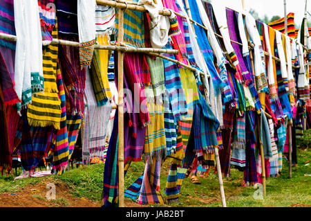Traditional Ethiopian textiles, hand made colorful scarf on market ...