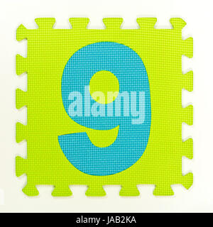 Number Puzzle Pieces on White Background Stock Photo - Alamy