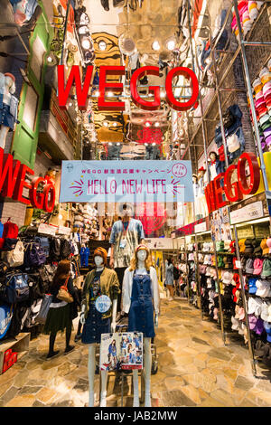 Japan, Osaka. Shinsaibashi The Wego fashion clothing boutique, looking ...