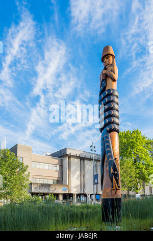 Musqueam totem Pole carved by artist, Brent Sparrow Jr., relates ...