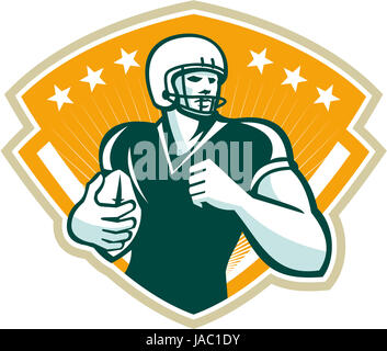 Illustration of an american football gridiron player fullback holding ...