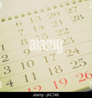 Vintage looking Detail of a calendar page with dates Stock Photo - Alamy
