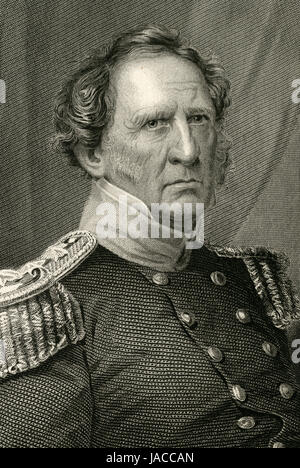 Antique c1860 engraving, Winfield Scott. Winfield Scott (1786-1866) was ...