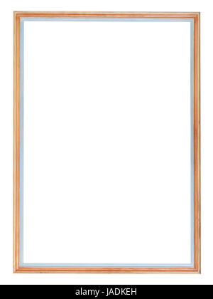 narrow blue wood carved picture frame isolated on white background ...
