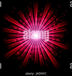 Red bursting star isolated in black space Stock Photo - Alamy