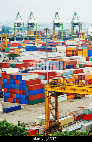 Containers storage and freight cranes equipment of Singapore cargo ...