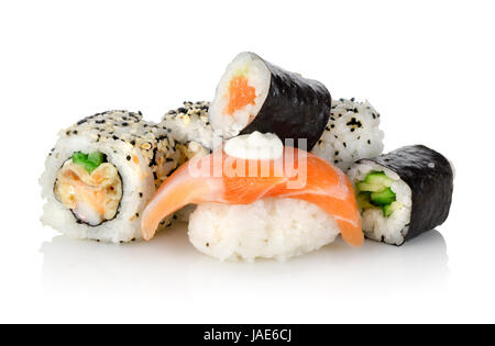 Single unagi nigiri sushi isolated on white background Stock Photo - Alamy
