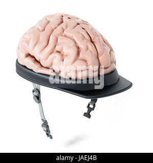 Human brain on security cap. 3D illustration Stock Photo - Alamy