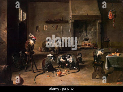 Monkeys in a Kitchen by David Teniers the Younger, circa 1640, 1610 ...