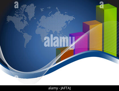 background with creative bar graphs and map Stock Photo - Alamy