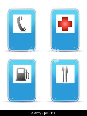 Blue emergency road signs illustration designs over white Stock Photo ...