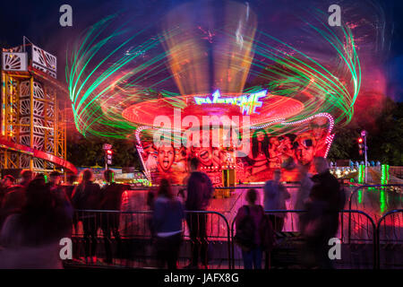 Light trace from the 'Extreme' funfair ride at Witney Feast, Witney ...