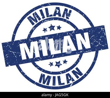 Milan blue round grunge stamp Stock Vector Image & Art - Alamy