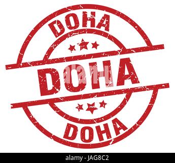 Doha red round grunge vintage ribbon stamp Stock Vector Image & Art - Alamy