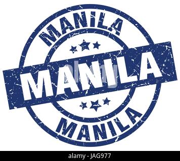 Manila blue round grunge stamp Stock Vector Image & Art - Alamy
