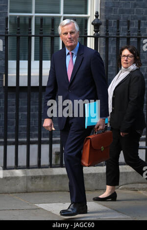 EU chief Brexit negotiator Michel Barnier arrives at 10 Downing Street ...