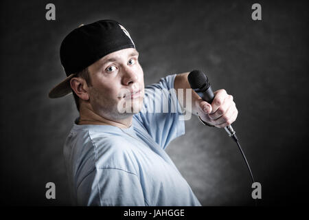 Rapper attitude rap singer hip Hop Dancer performing. Young man with ...