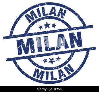 Milan blue round grunge stamp Stock Vector Image & Art - Alamy