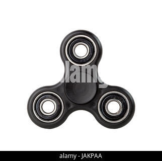 Playing with the black Fidget Spinner. Toy spinner in hand Stock Photo ...