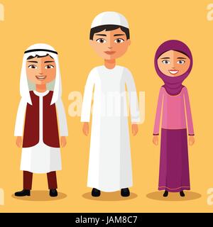 Illustration of Happy Muslim Boy standing, Hand drawing style for ...