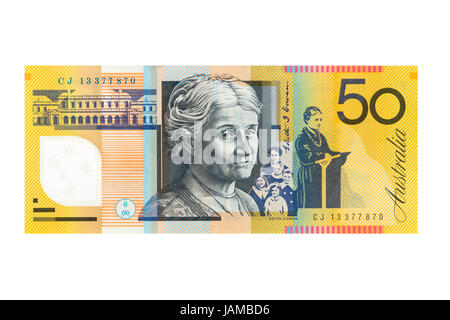 Close Up $50 Banknote Australian Money With Edith Cowan Stock Photo ...