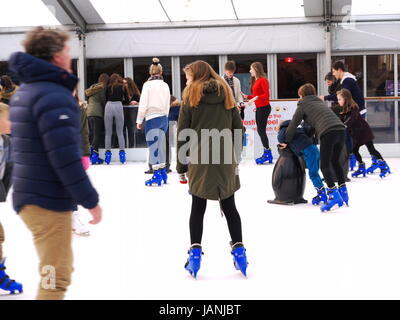Winchester Cathedral and the Christmas Ice Rink Stock Photo - Alamy