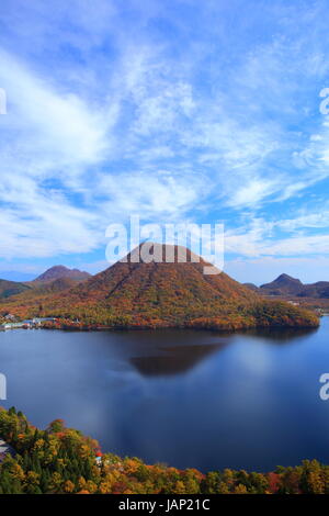 Autumn colours of Mt. Haruna and lake, Gunma, Japan Stock Photo - Alamy