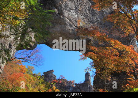 Autumn colours of Mt. Myogi, Stone arch, Gunma, Japan Stock Photo - Alamy