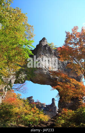 Autumn colours of Mt. Myogi, Stone arch, Gunma, Japan Stock Photo - Alamy