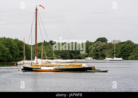 The Norfolk wherry 'Solace', now converted to a luxury yacht and moored ...