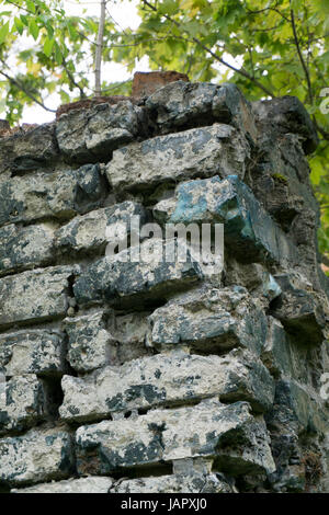Wall built from bricks made of slag from the ironmaking process ...