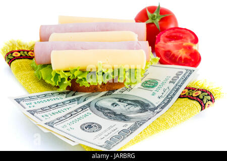 Expensive sandwich. Costs for food Stock Photo - Alamy